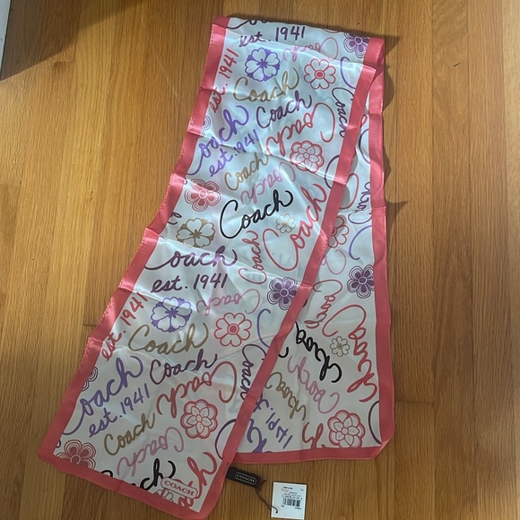 Coach | Accessories | Nwt Coach Oblong Daisy Silk Scarf In Pink | Poshmark